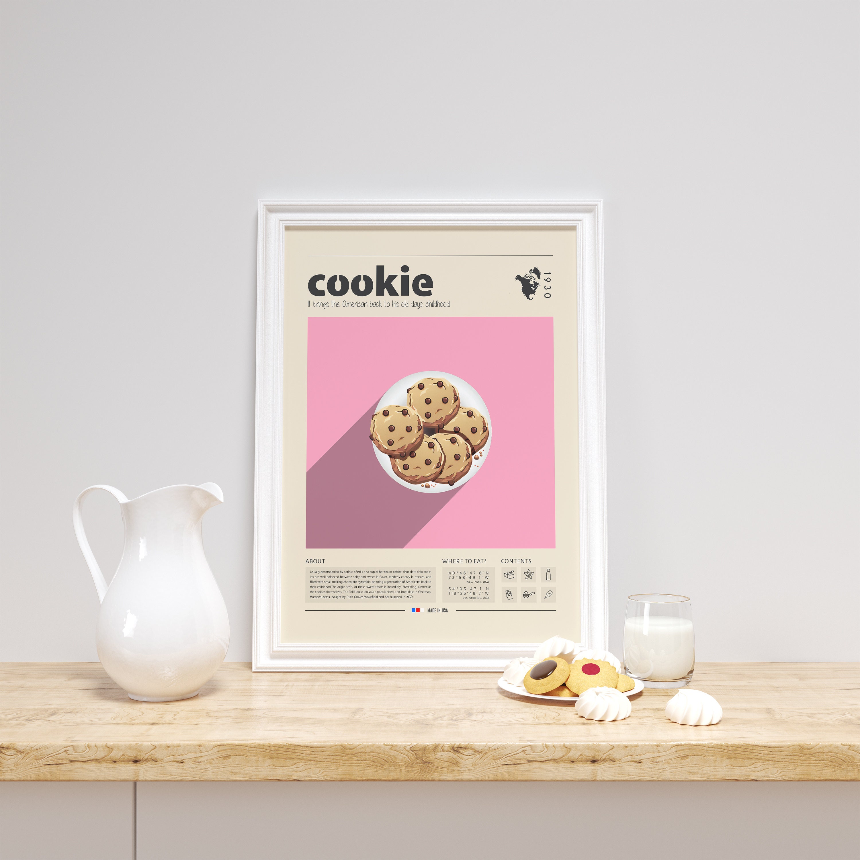 Cookie Poster Food Print American Food Retro Poster | Etsy