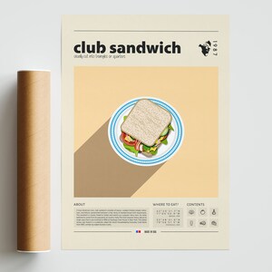 Club Sandwich Poster Food Print American Food Retro | Etsy