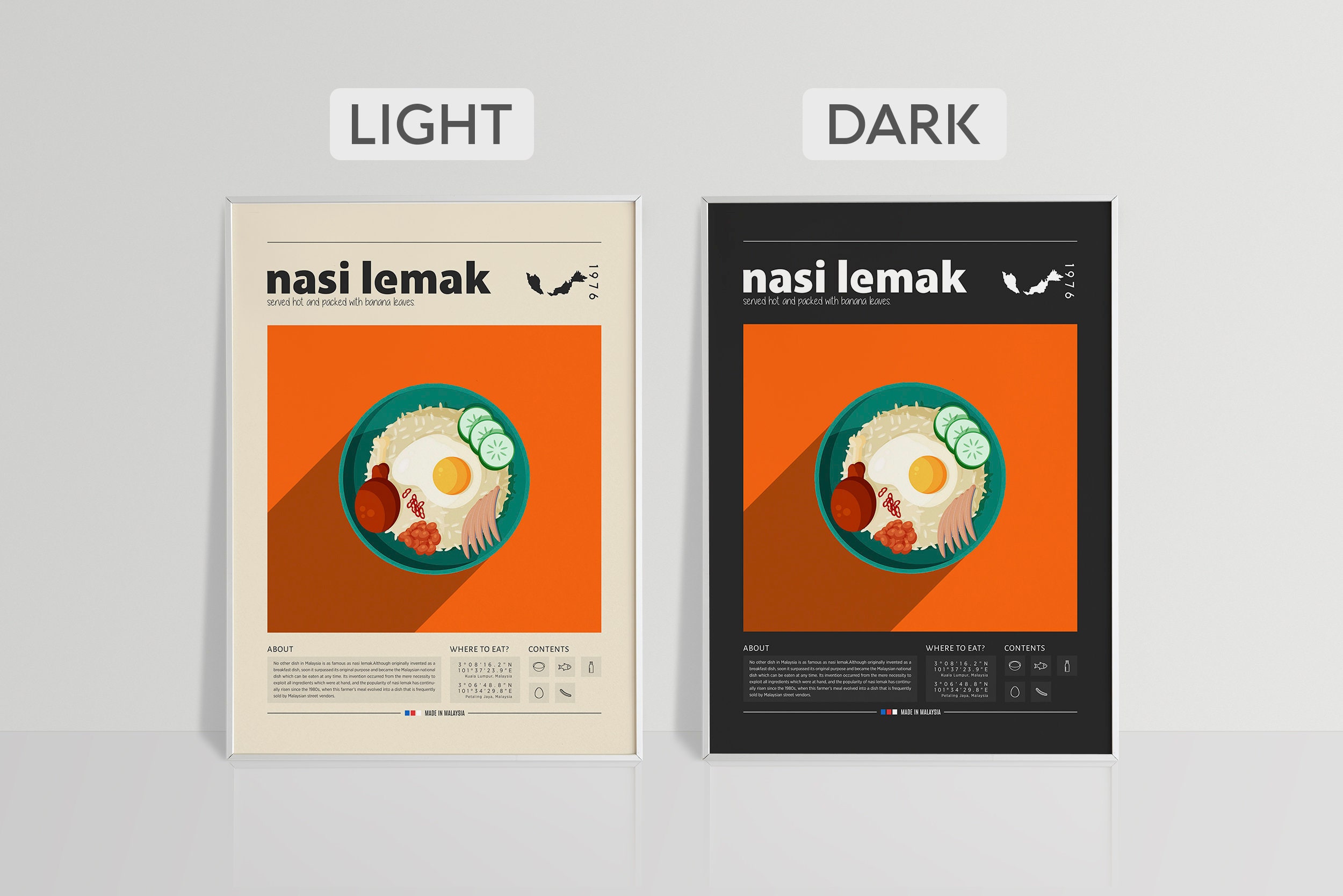 Nasi Lemak Poster Food Print Asian Food Retro Poster - Etsy