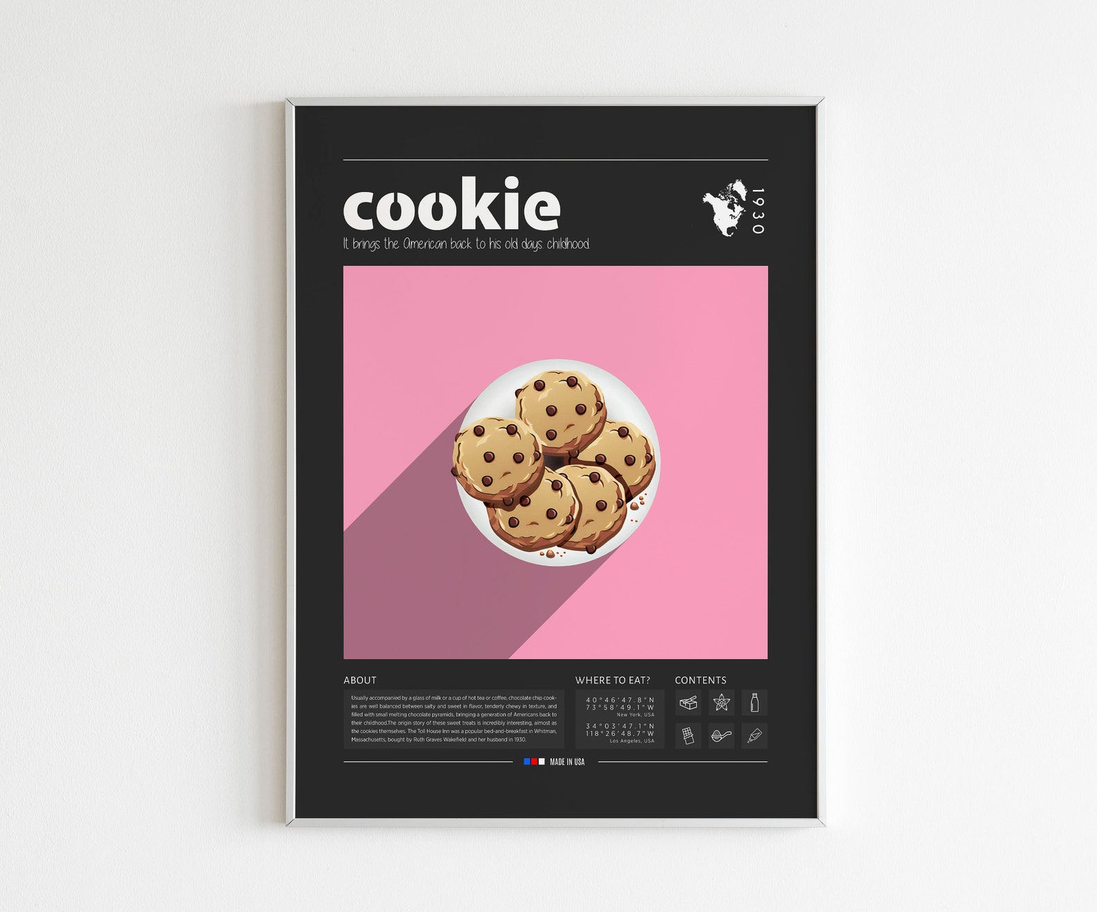 Cookie Poster Food Print American Food Retro Poster - Etsy