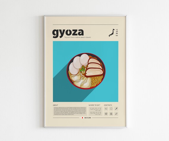 Gyoza Poster Japanese Foodretro Poster Housewarming Gift - Etsy