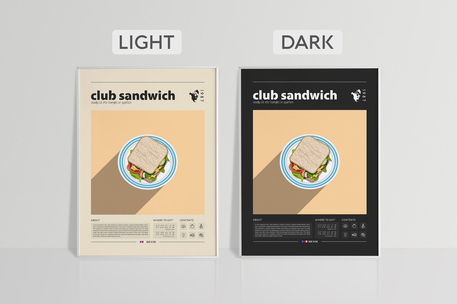 Club Sandwich Poster Food Print American Food Retro | Etsy