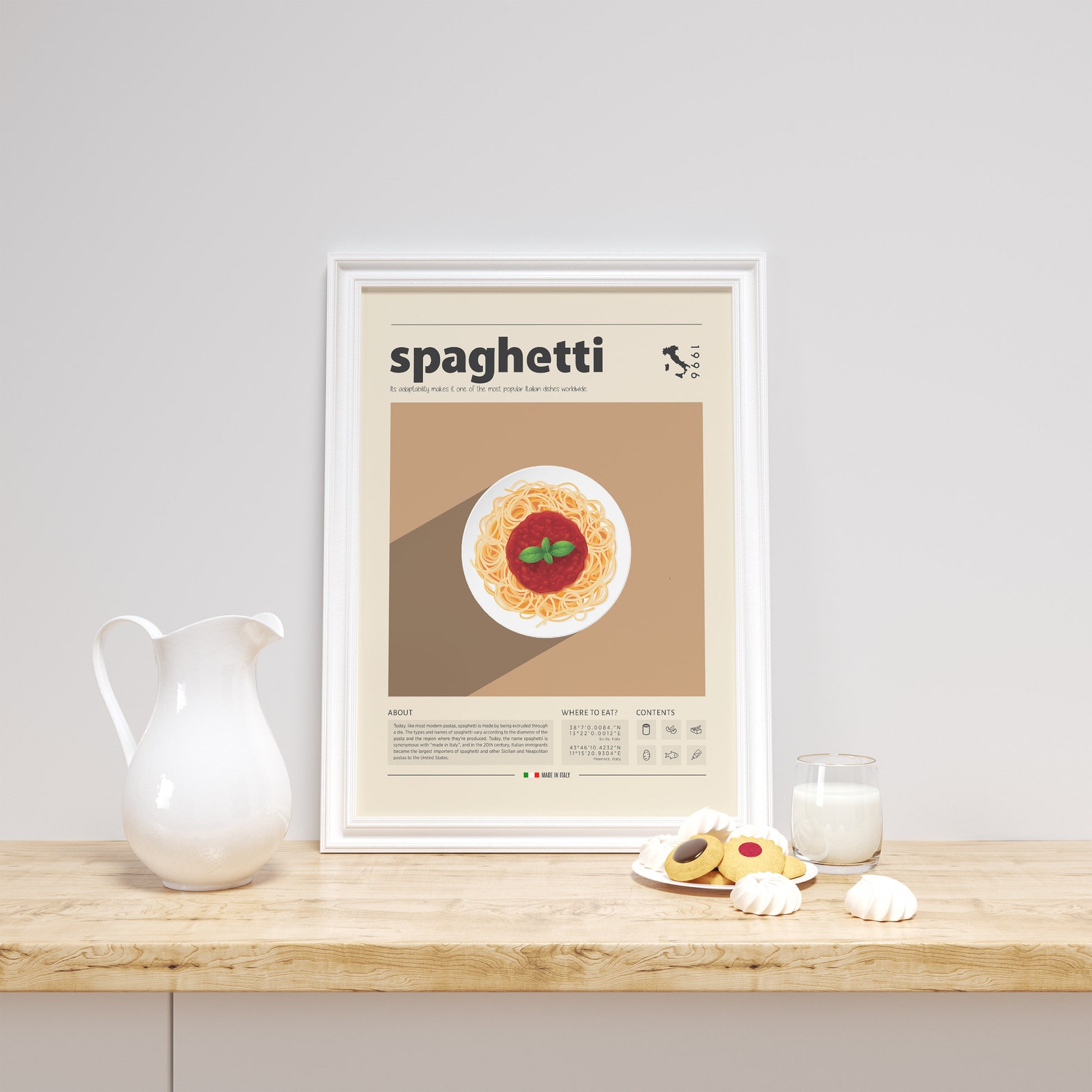 Spaghetti Poster Food Print Italian Food Retro Poster | Etsy