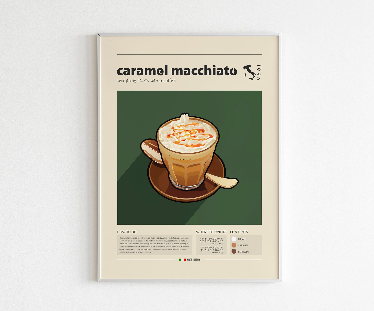 Caramel Macchiato Poster Coffee Print Italian Coffee Retro | Etsy