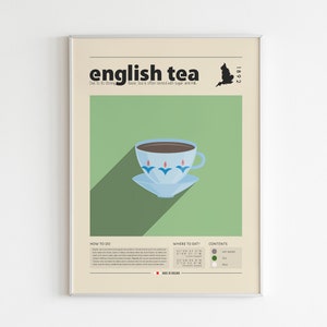 English Tea Poster Coffee Print English Tea Retro Poster | Etsy