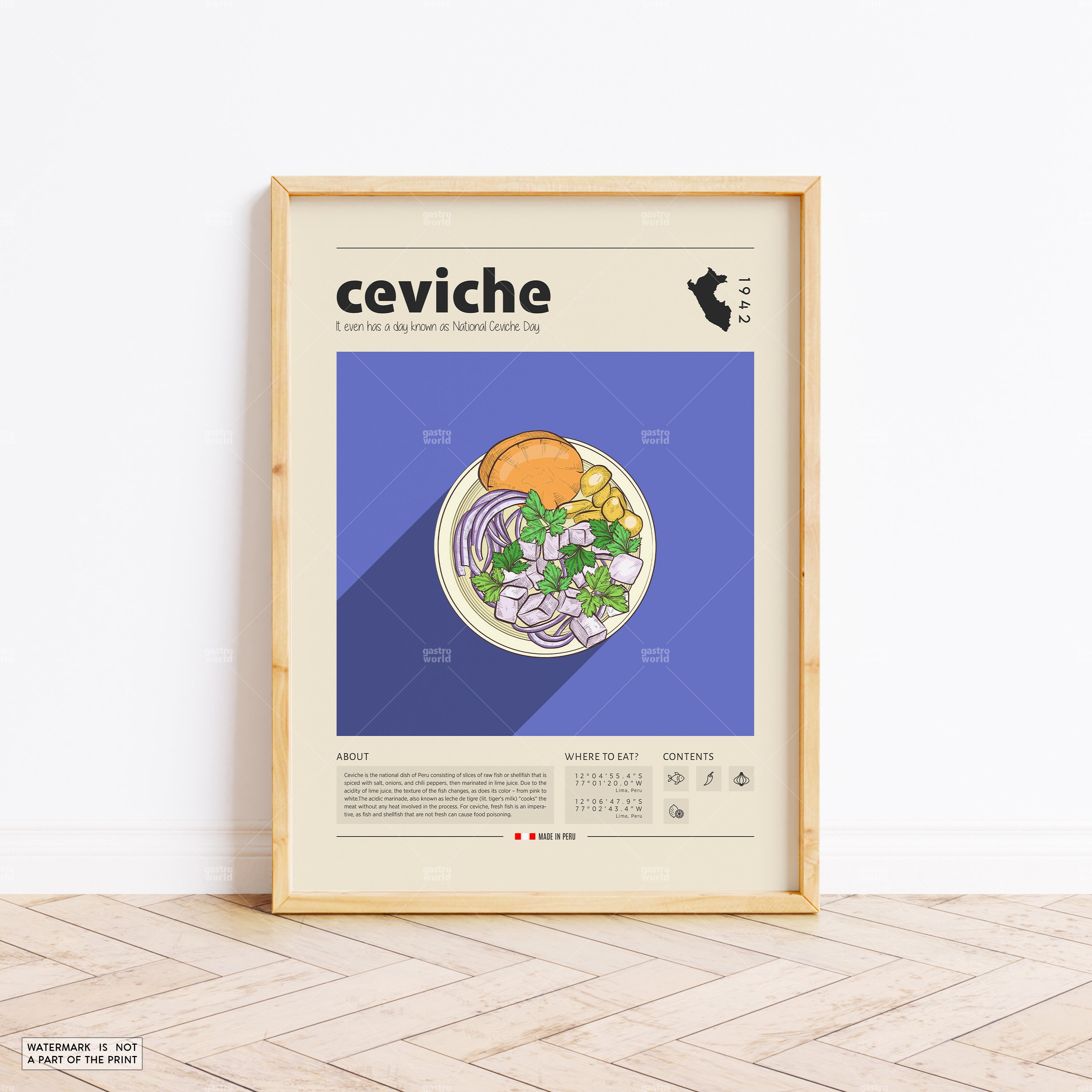Ceviche Poster Food Print Peruvian Food Retro Poster - Etsy