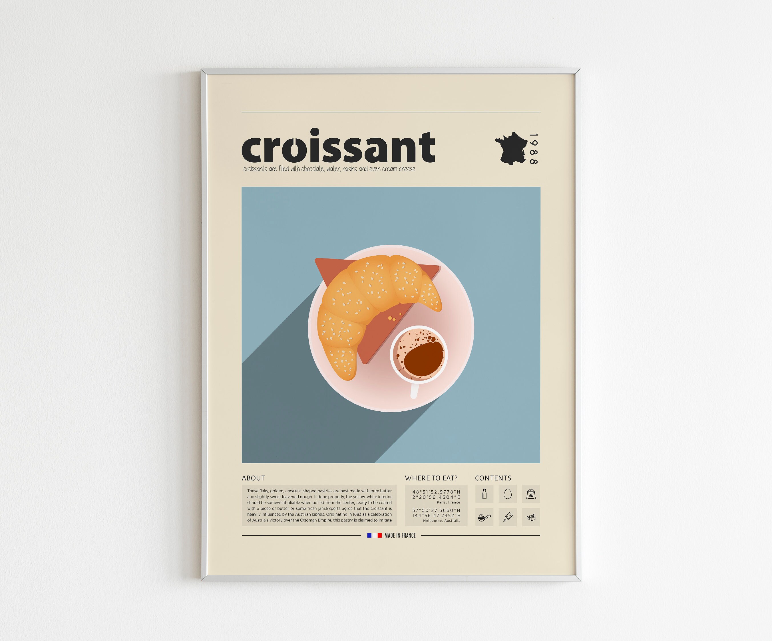 Croissant Poster Food Poster French Food Retro Poster - Etsy