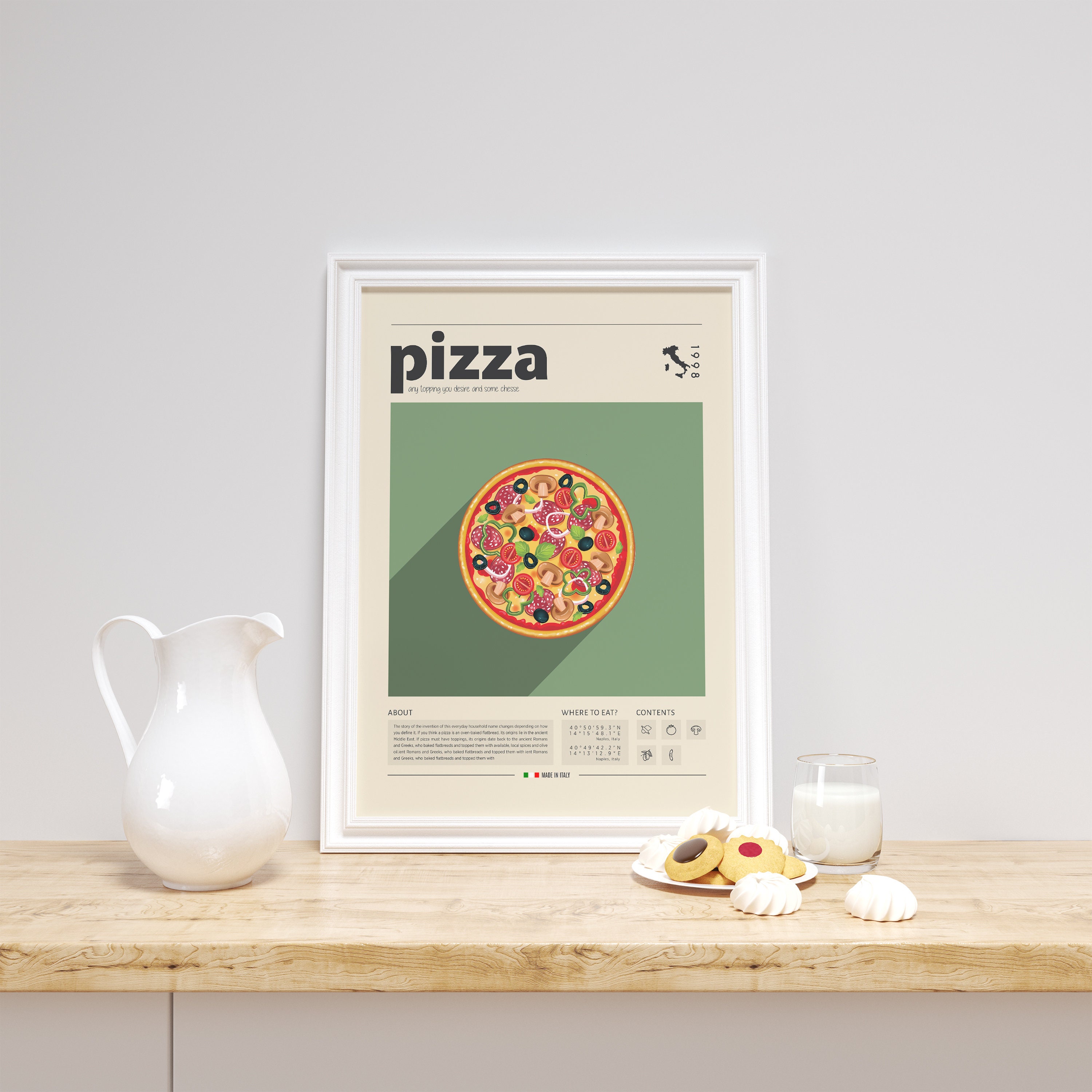 Pizza Poster Food Print Italian Food Retro Poster | Etsy