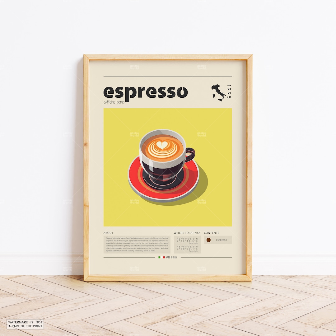 Espresso Poster Coffee Print Italian Coffee Retro Poster - Etsy