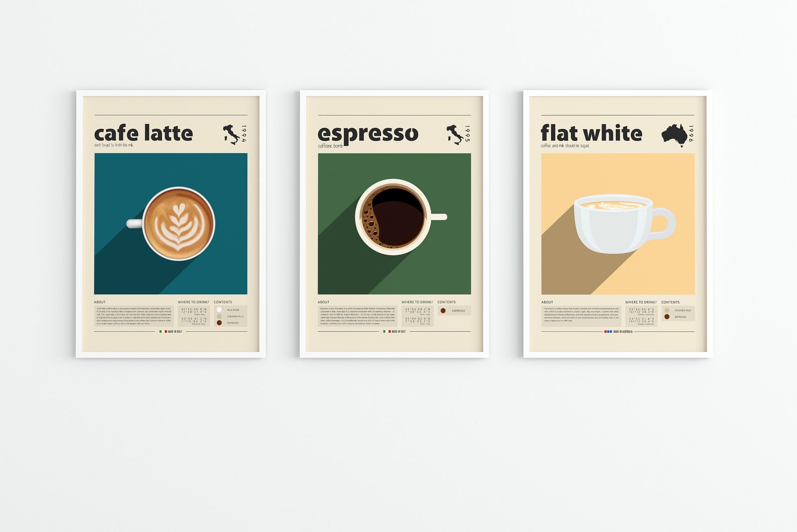 Coffee Poster Set of 3 Coffee Print Italian Coffee Retro - Etsy