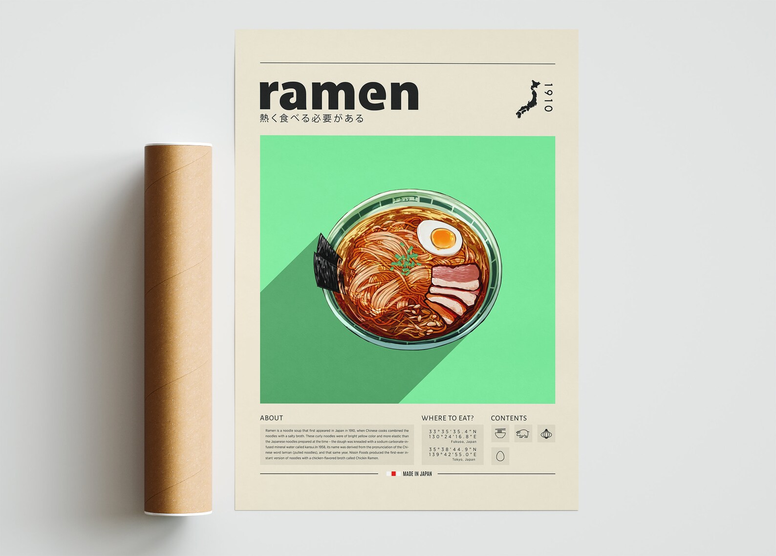 Ramen Poster Food Print Japanese Food Retro Poster - Etsy
