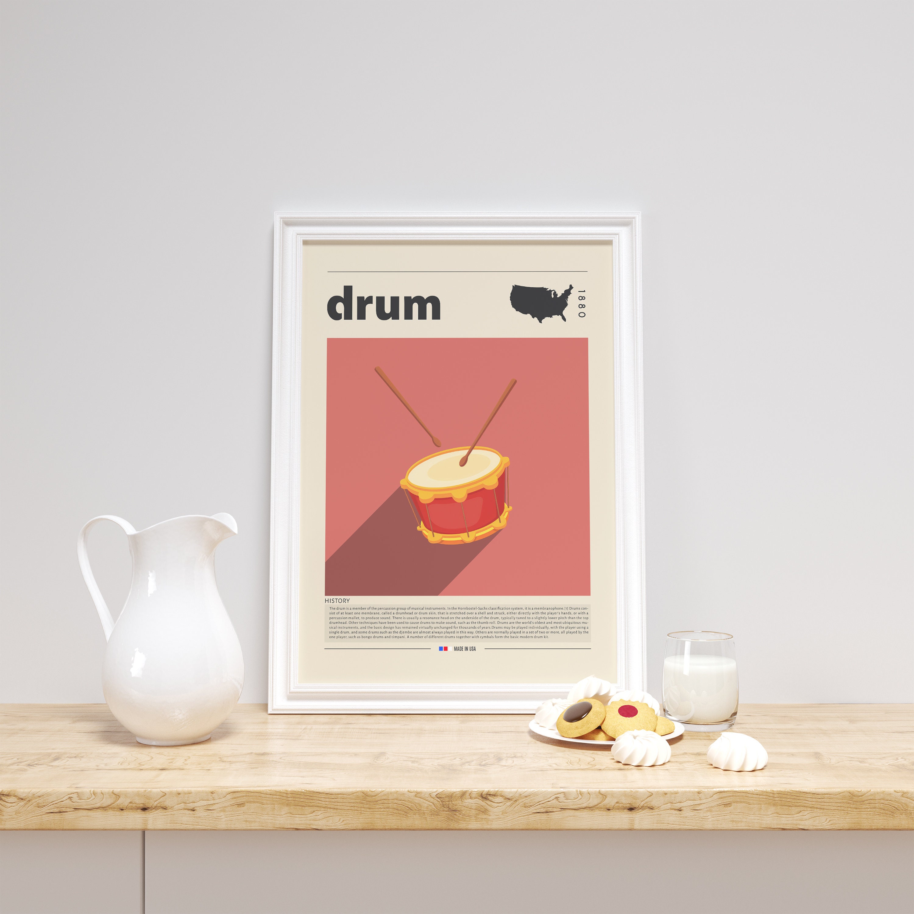 Drum Poster Instrument Print Music Poster Retro Poster - Etsy