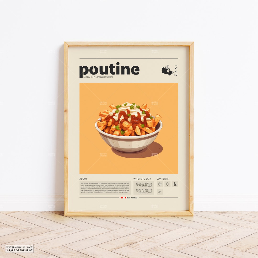 Poutine Poster, Food Print, Canada Food, Retro Poster, Housewarming ...