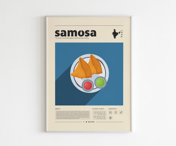 Samosa Poster Food Print Indian Food Retro Poster - Etsy