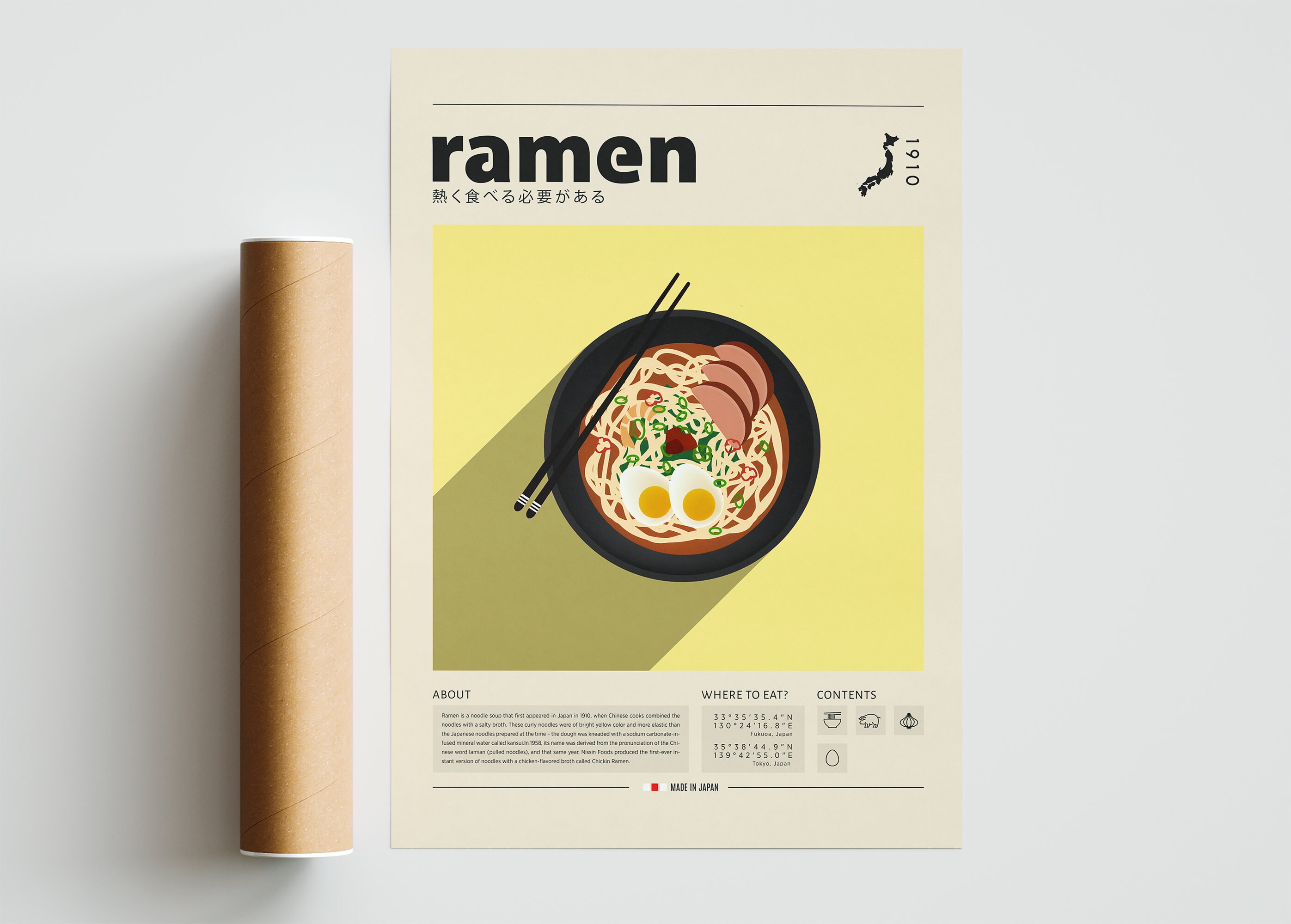 Ramen Poster Food Print Japanese Food Retro Poster - Etsy