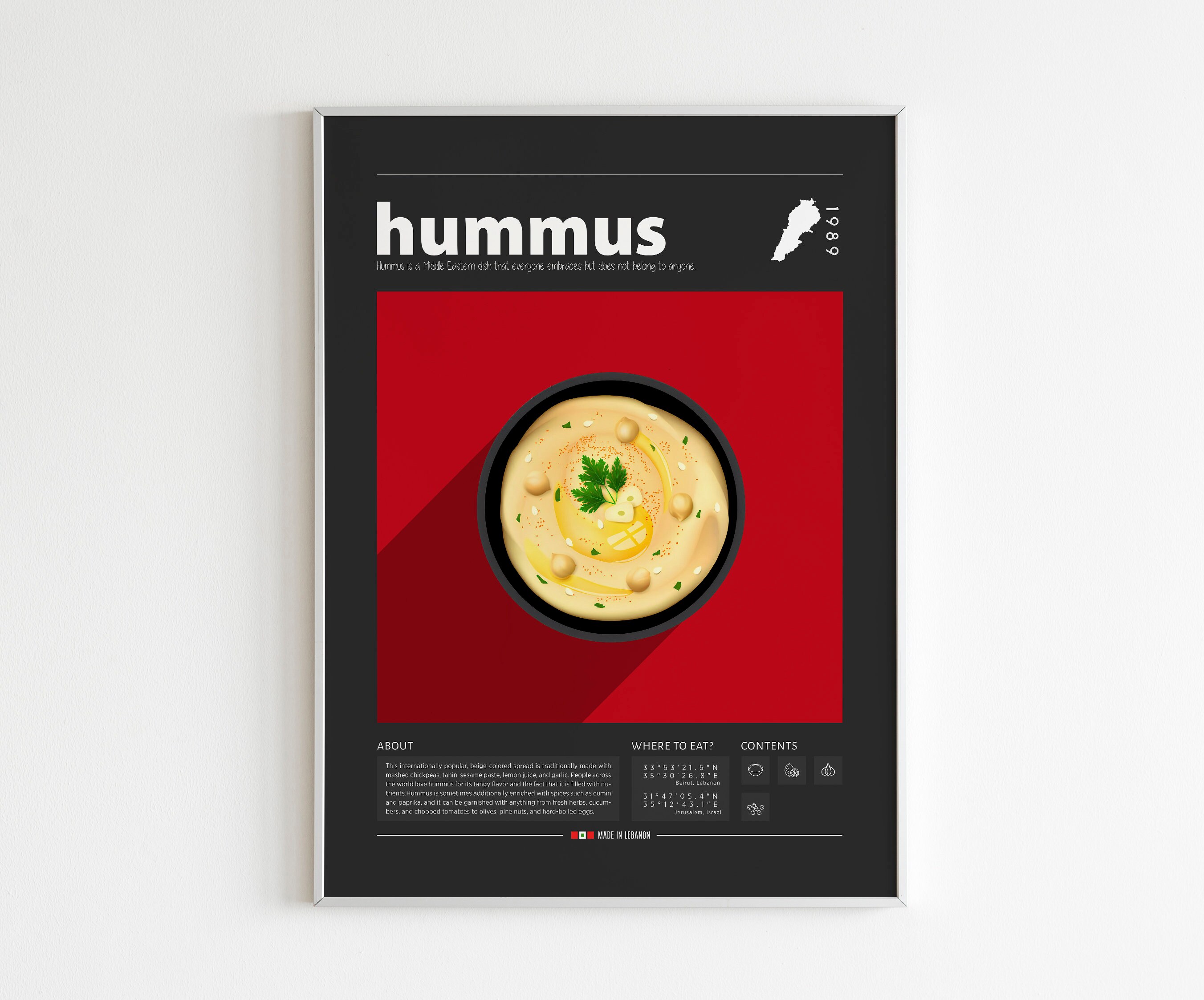 Hummus Poster Lebanon Foodretro Poster Housewarming Gift - Etsy