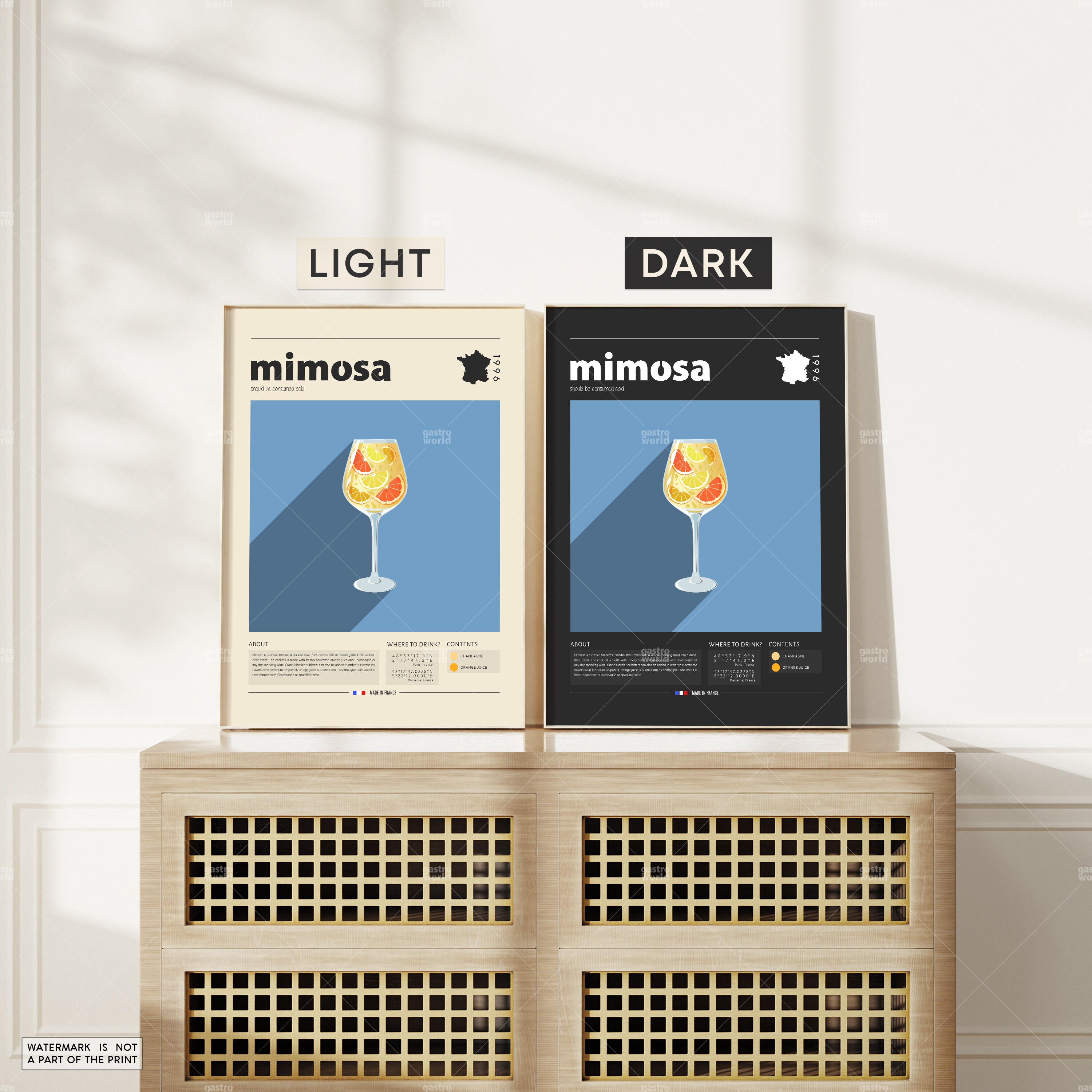 Mimosa Poster Cocktail Print French Poster Retro Poster - Etsy