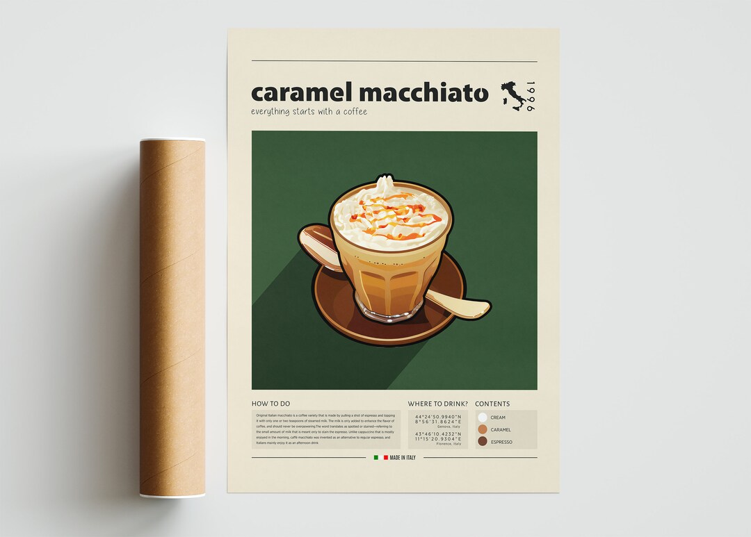 Caramel Macchiato Poster Coffee Print Italian Coffee Retro - Etsy