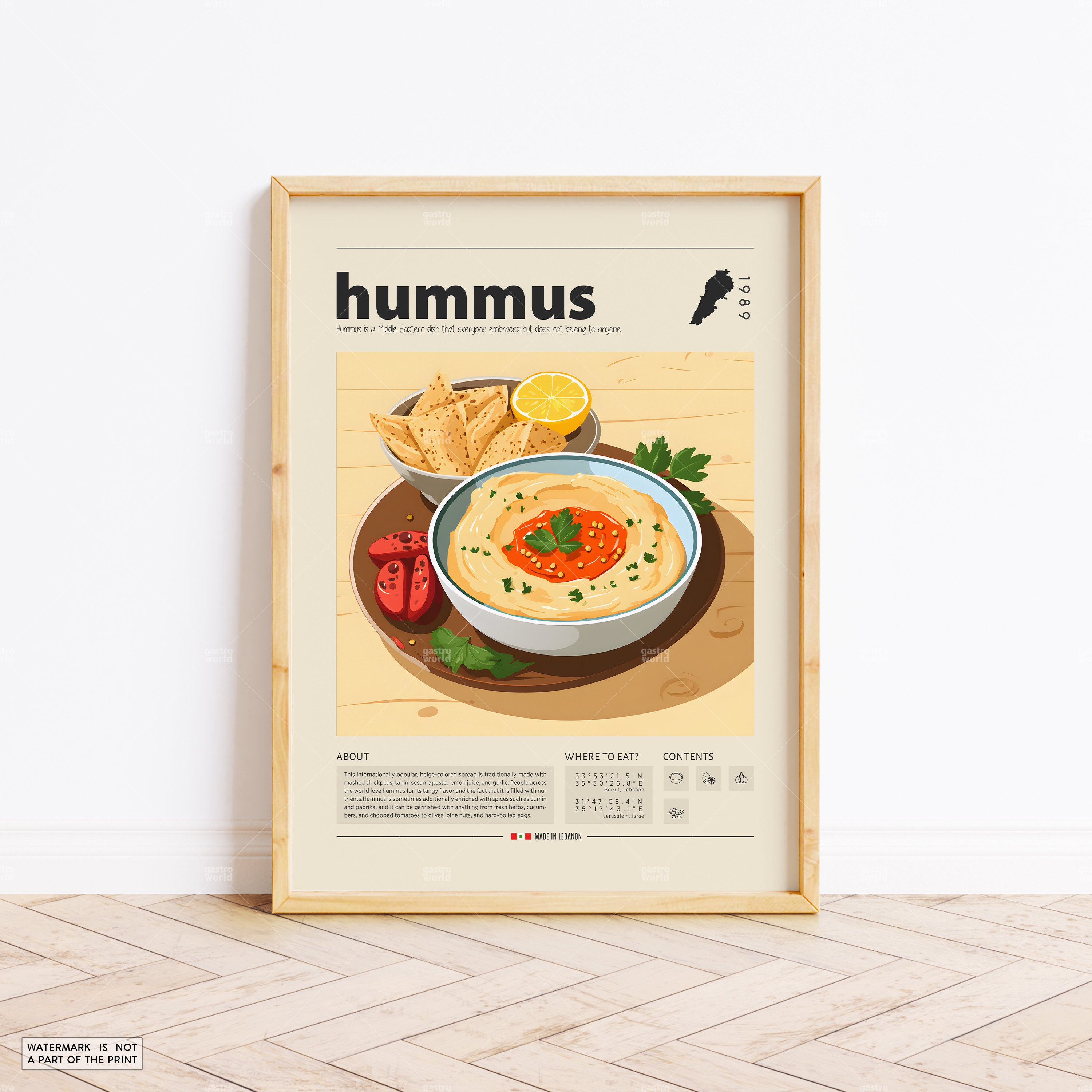 Hummus Poster Lebanon Foodretro Poster Housewarming Gift - Etsy