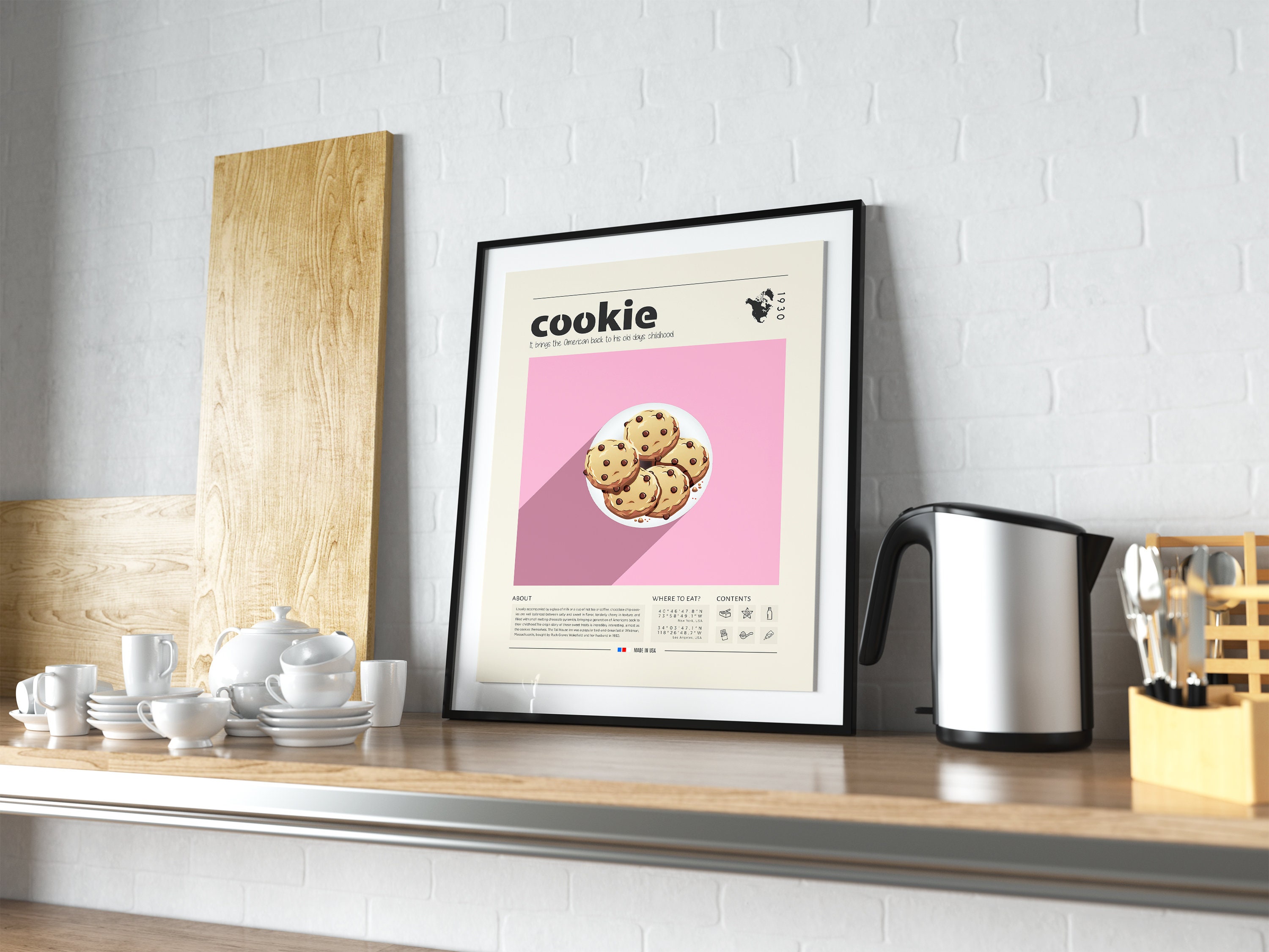 Cookie Poster Food Print American Food Retro Poster | Etsy