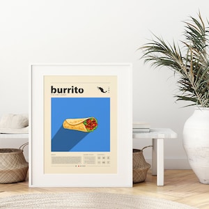Burrito Poster Food Print Mexico Food Retro Poster - Etsy