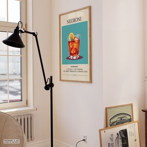 Negroni Art Print | Bar Cart Decor Cocktail Poster | Party Signature ...