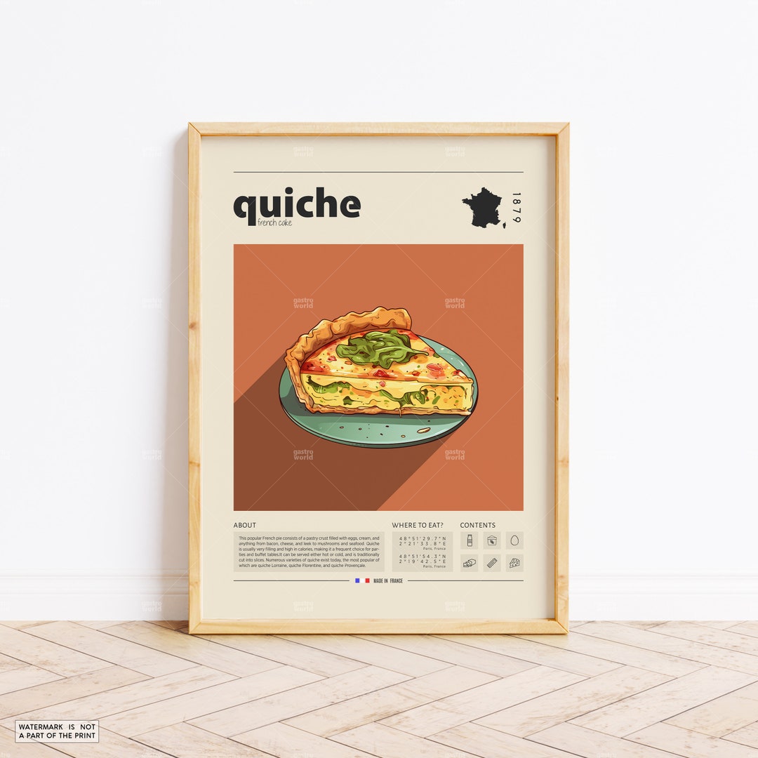 Quiche Poster, Food Poster, French Food, Retro Poster, Housewarming ...