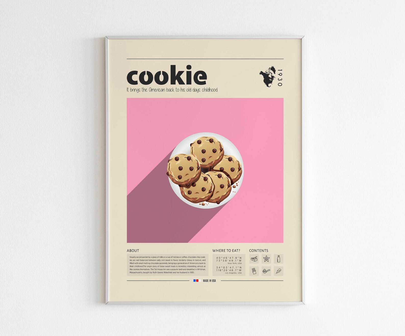 Cookie Poster Food Print American Food Retro Poster | Etsy