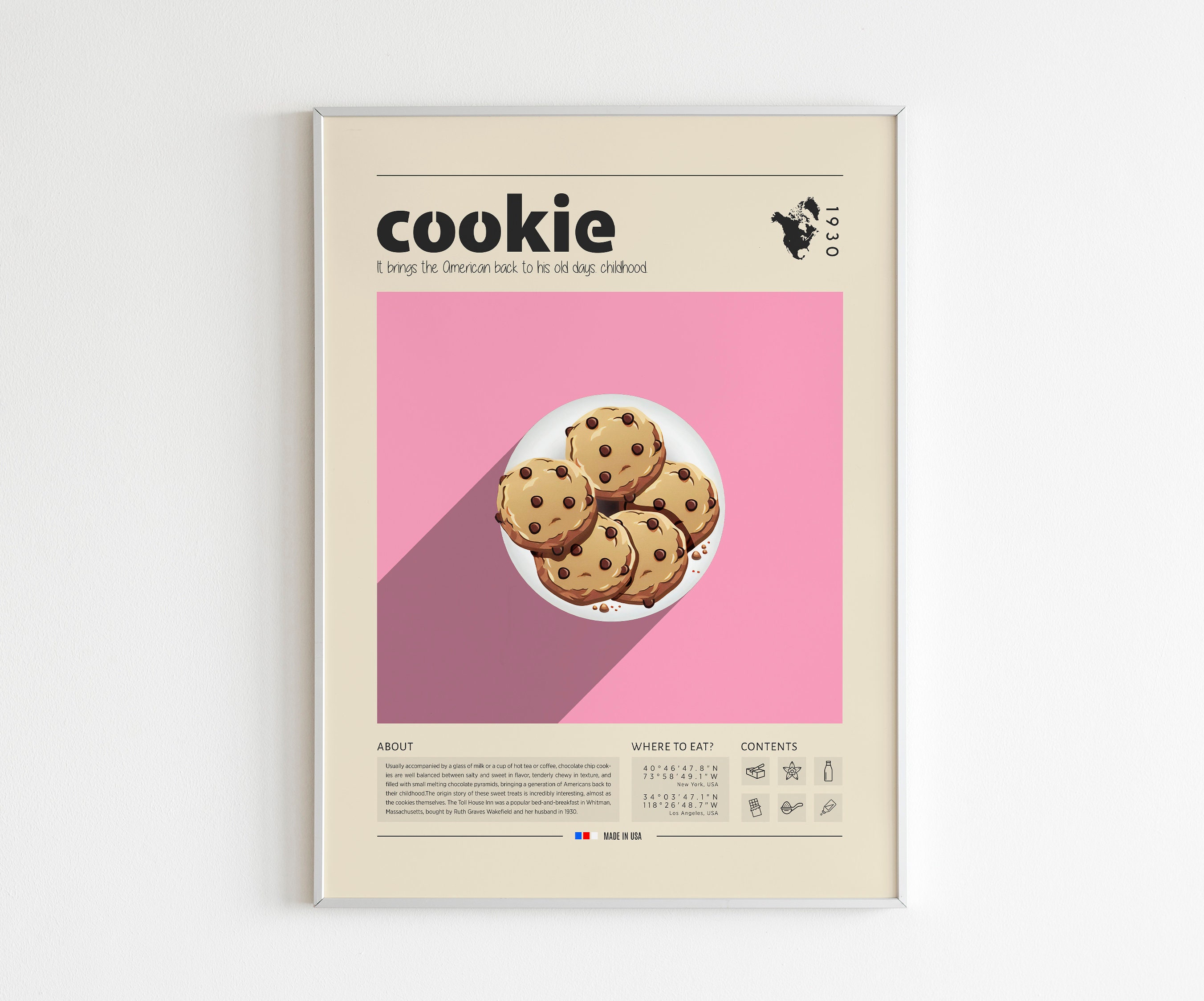 Cookie Poster Food Print American Food Retro Poster | Etsy