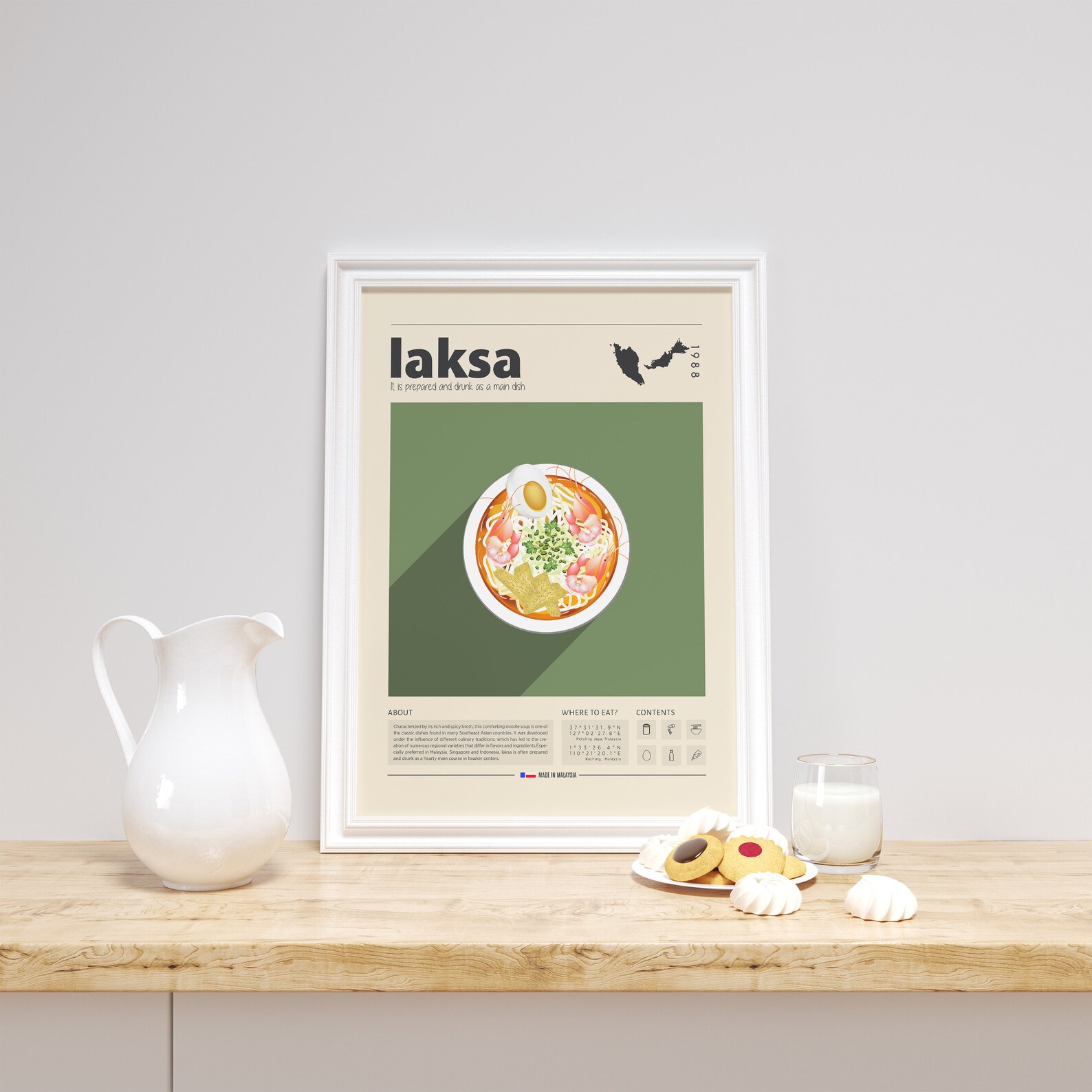 Laksa Poster Food Print Malaysian Food Retro Poster - Etsy