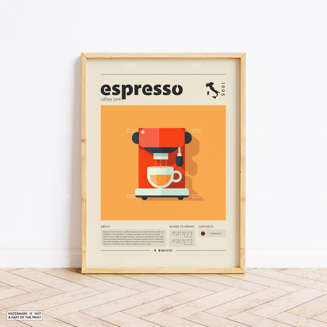 Espresso Poster, Coffee Print, Italian Coffee, Retro Poster ...