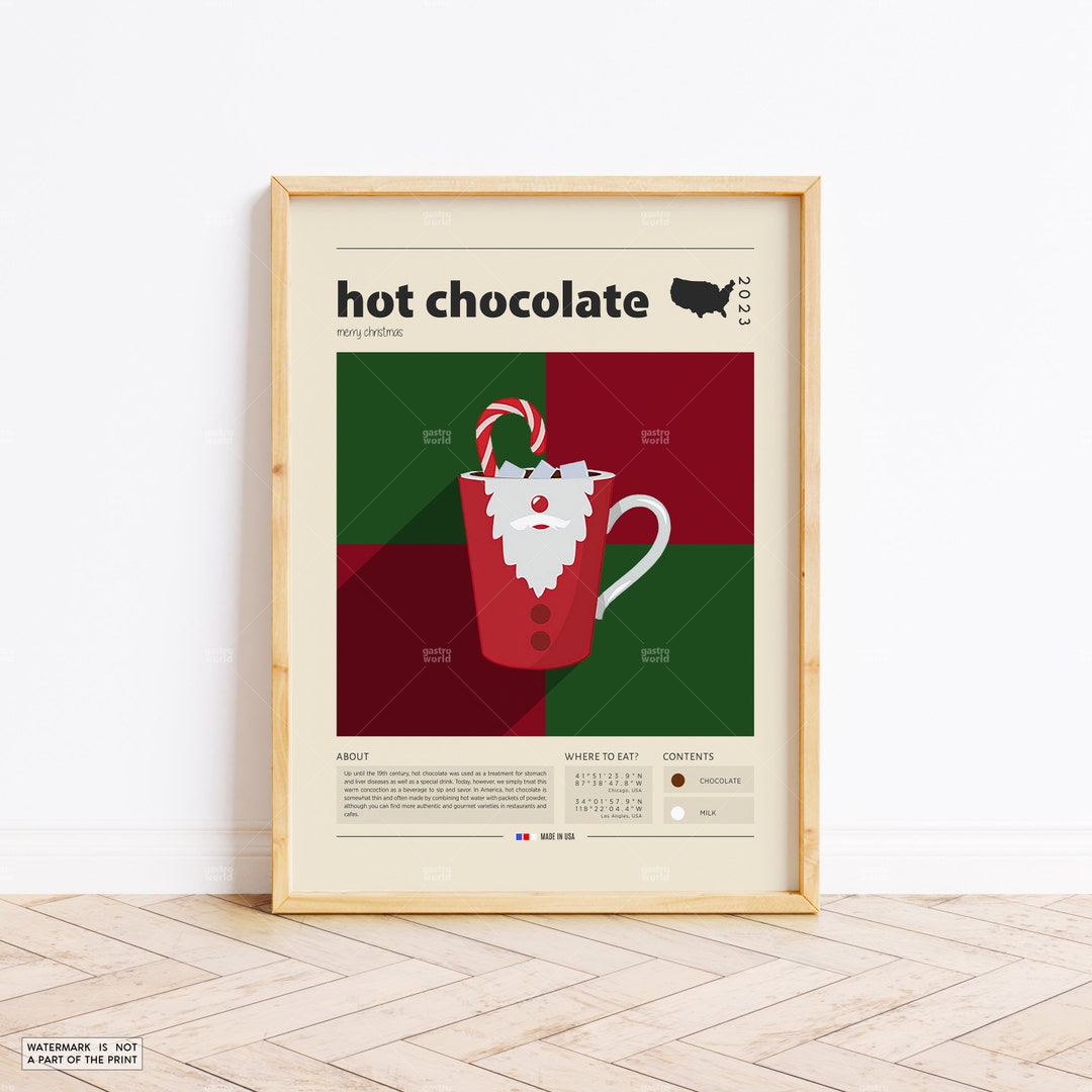 Hot Chocalate Poster, Coffee Print, American Coffee, Retro Poster ...