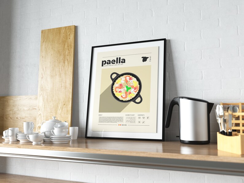 Paella Poster Food Print Spain Food Retro Poster - Etsy