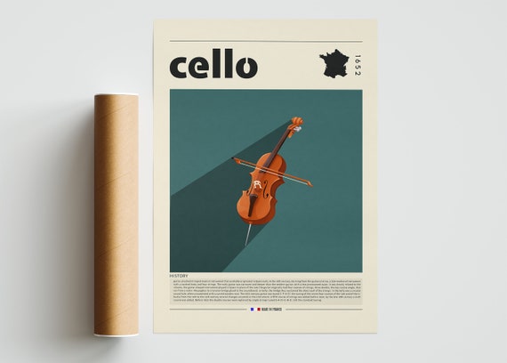 Cello Poster Instrument Print Music Poster Retro Poster | Etsy
