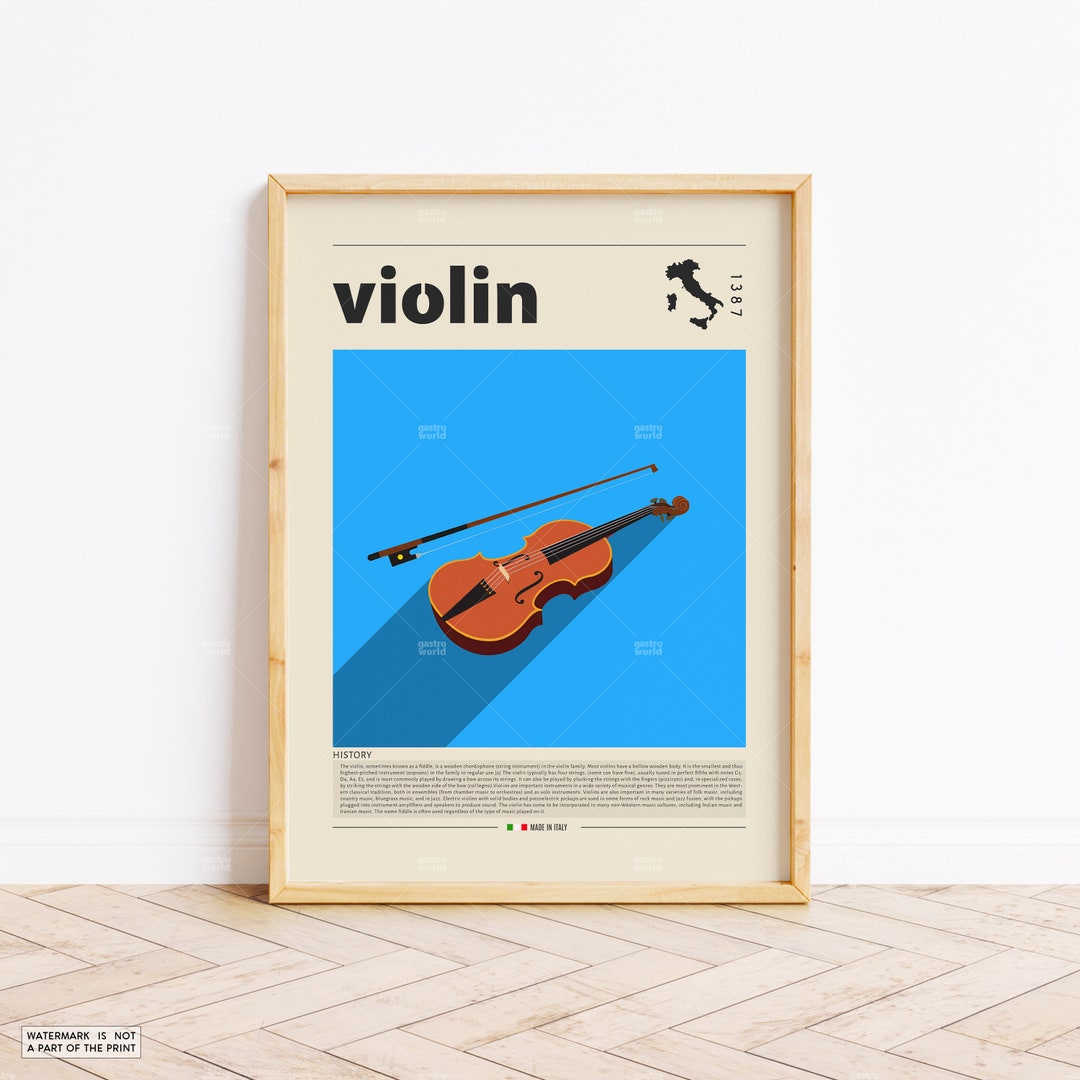 Violin Poster, Instrument Print, Music Poster , Retro Poster ...