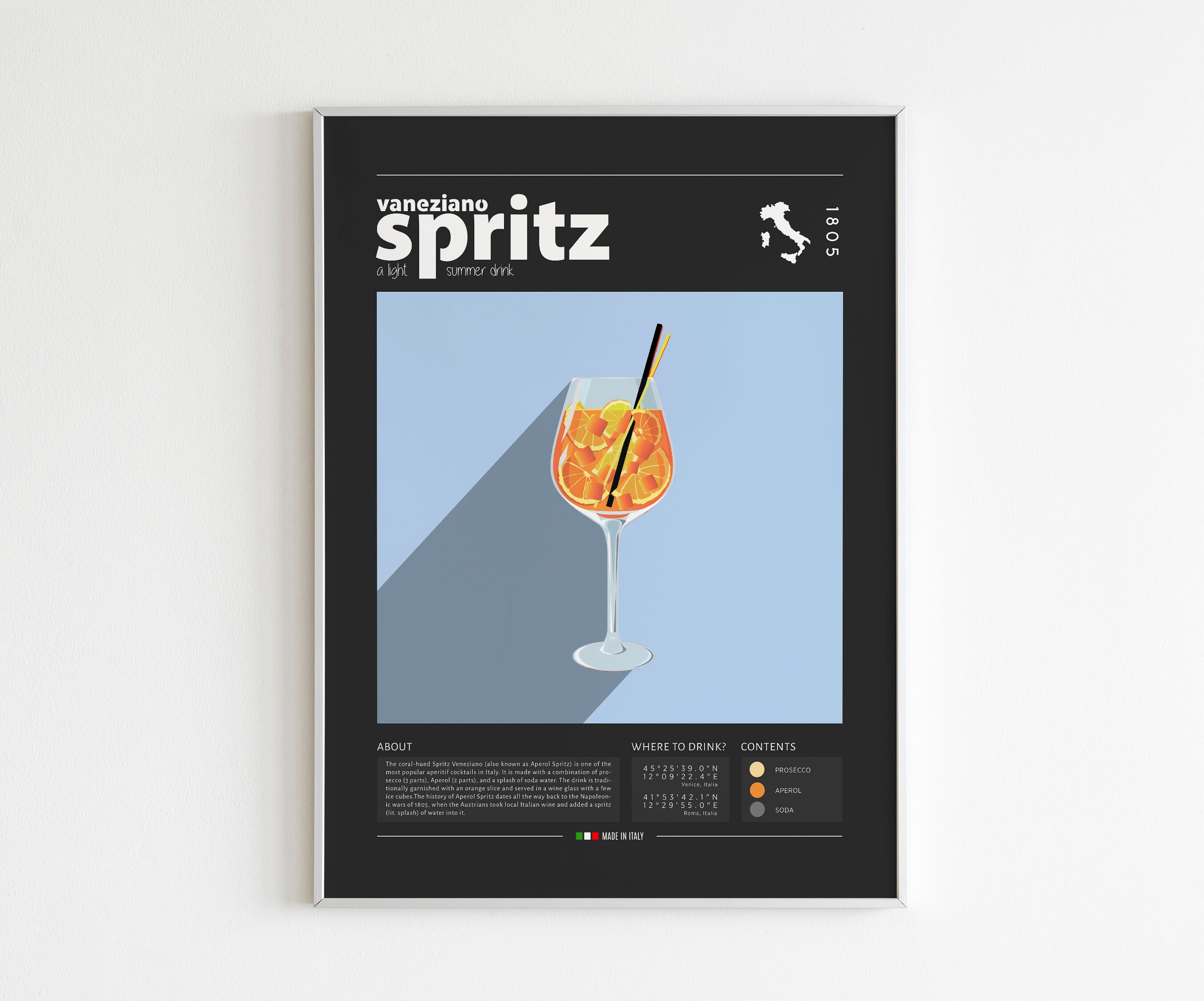 Spritz Poster Cocktail Print Italian Poster Retro Poster | Etsy