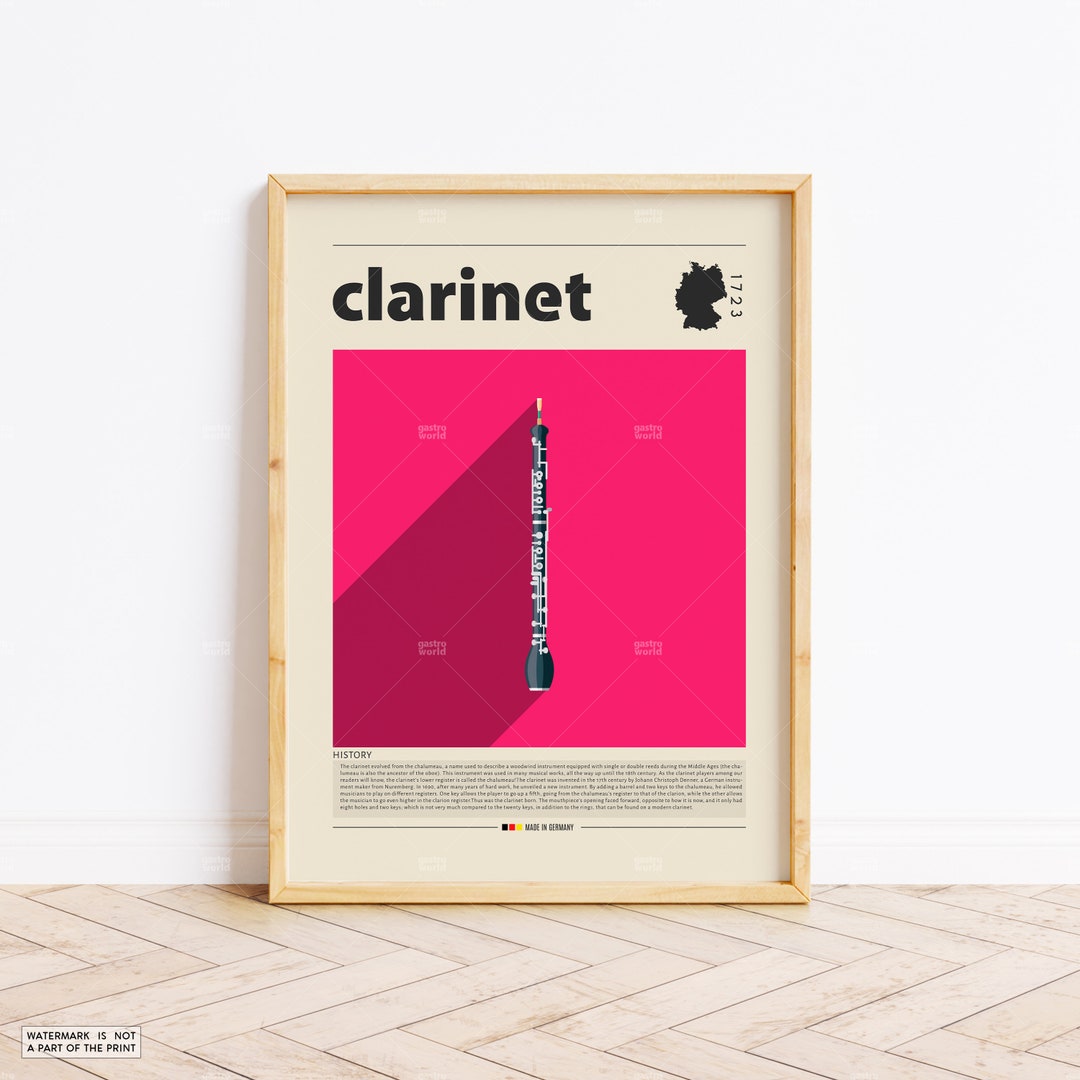 Clarinet Poster, Instrument Print, Music Poster , Retro Poster ...