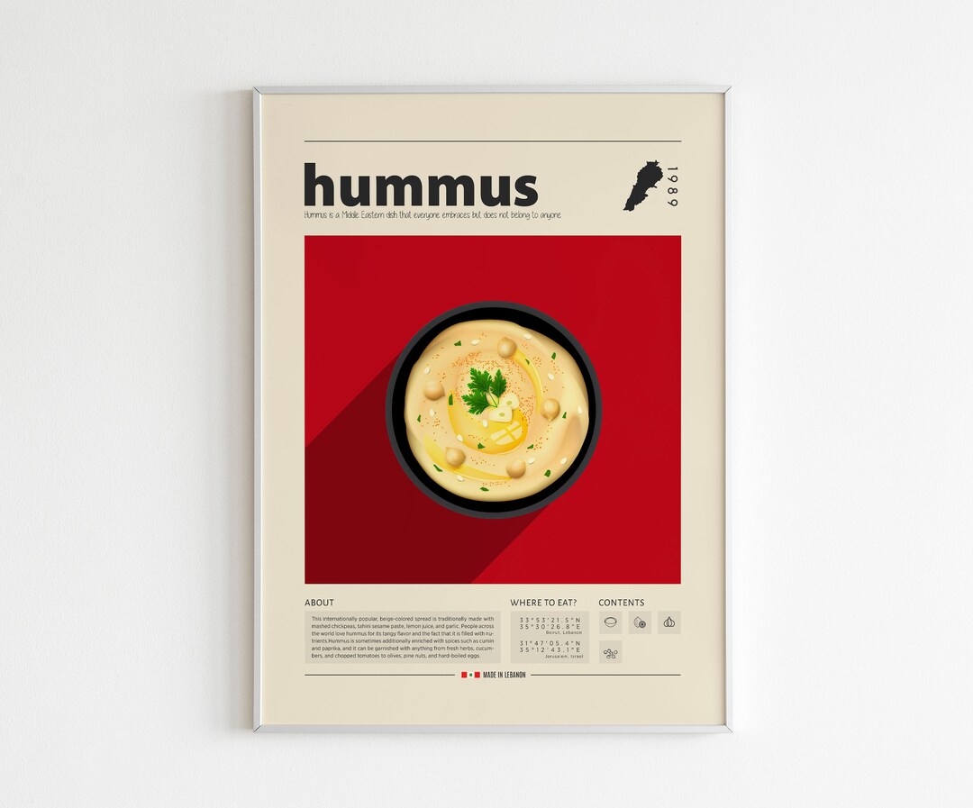 Hummus Poster Lebanon Foodretro Poster Housewarming Gift - Etsy