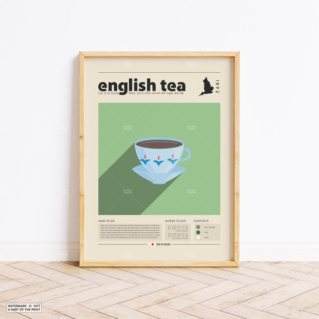 English Tea Poster, Coffee Print, English Tea, Retro Poster ...