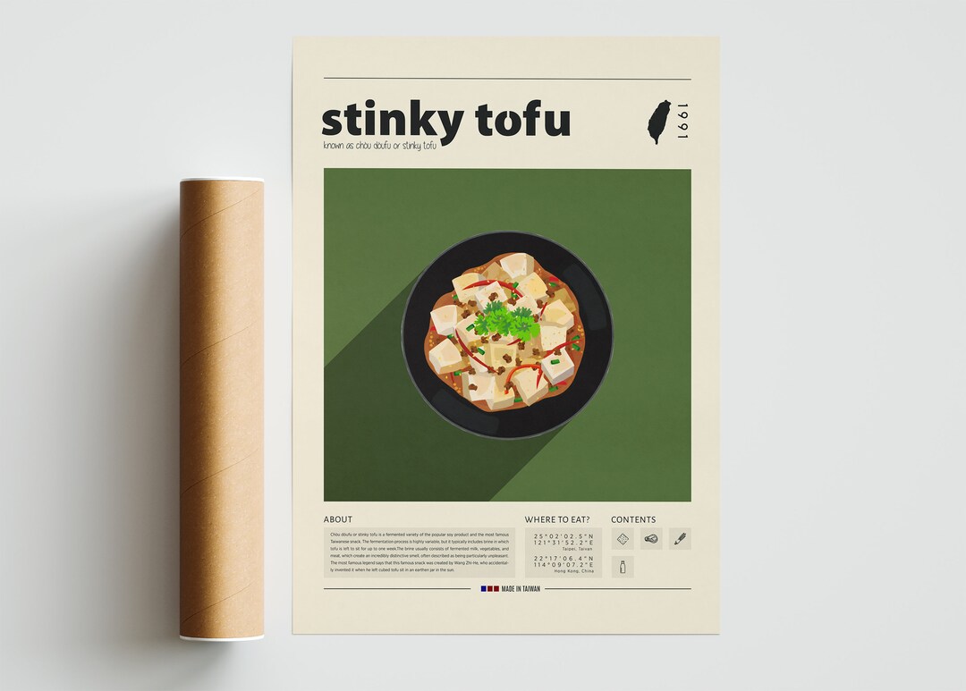 Stinky Tofu Poster Food Print Taiwan Food Retro Poster - Etsy