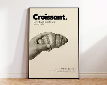 Croissant Poster, Food Poster, French Food, Retro Poster, Housewarming ...
