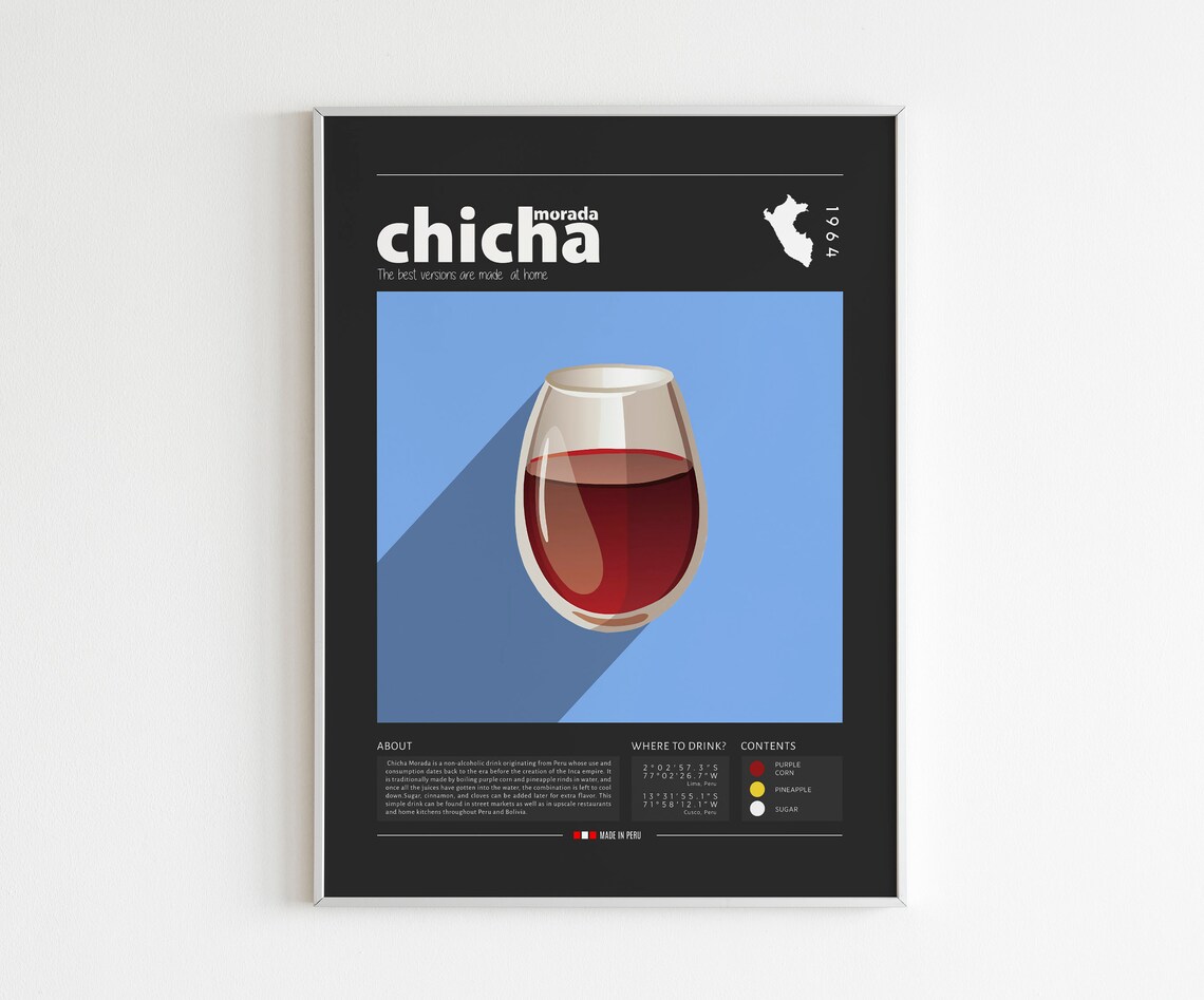 Chicha Morada Poster Cocktail Print Peru Poster Retro | Etsy