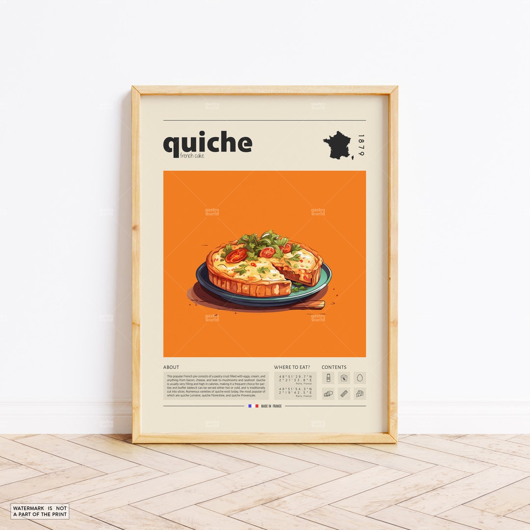 Quiche Poster, Food Poster, French Food, Retro Poster, Housewarming ...