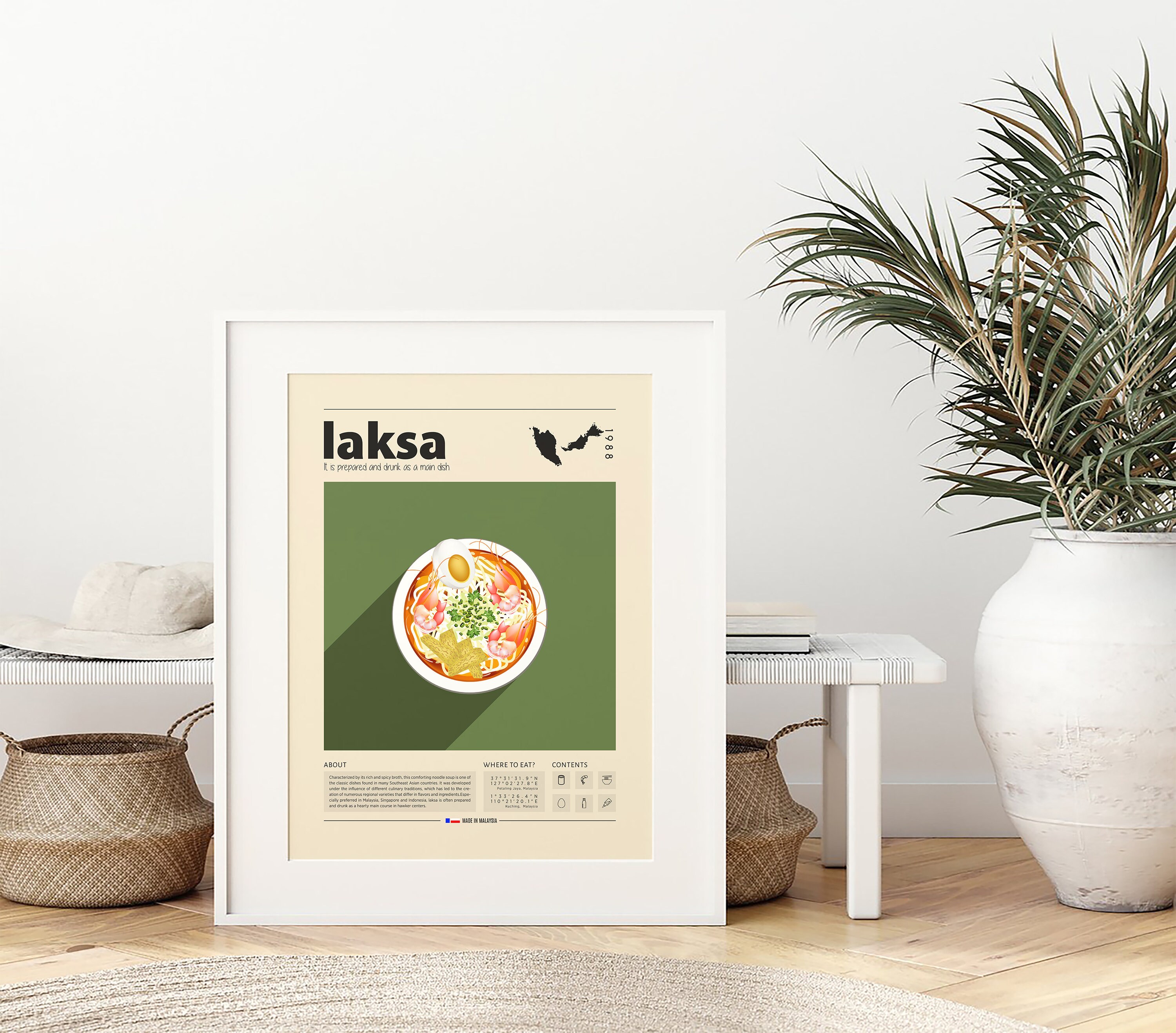 Laksa Poster Food Print Malaysian Food Retro Poster - Etsy