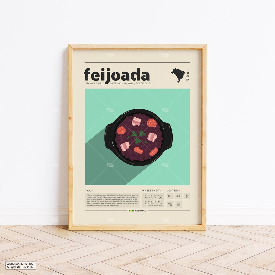 Feijoada Food Poster , Brazilian Food, Retro Poster, Housewarming Gift ...