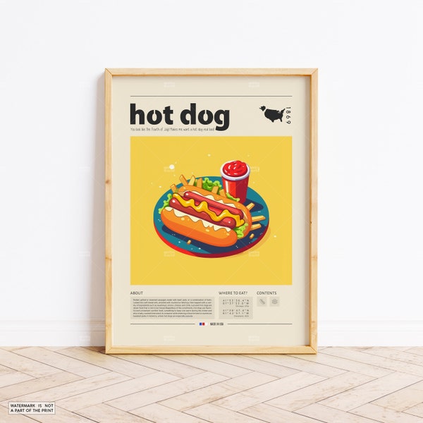 Hot Dog Art - Etsy