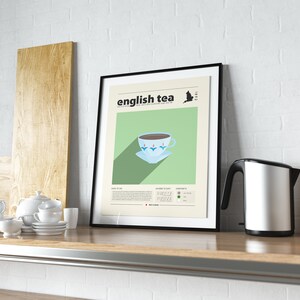 English Tea Poster Coffee Print English Tea Retro Poster | Etsy