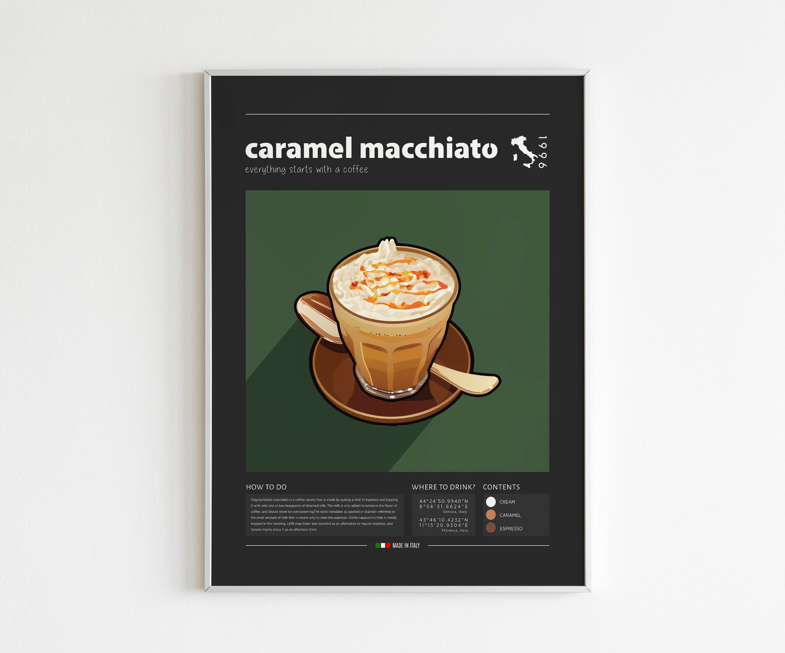 Caramel Macchiato Poster Coffee Print Italian Coffee Retro | Etsy