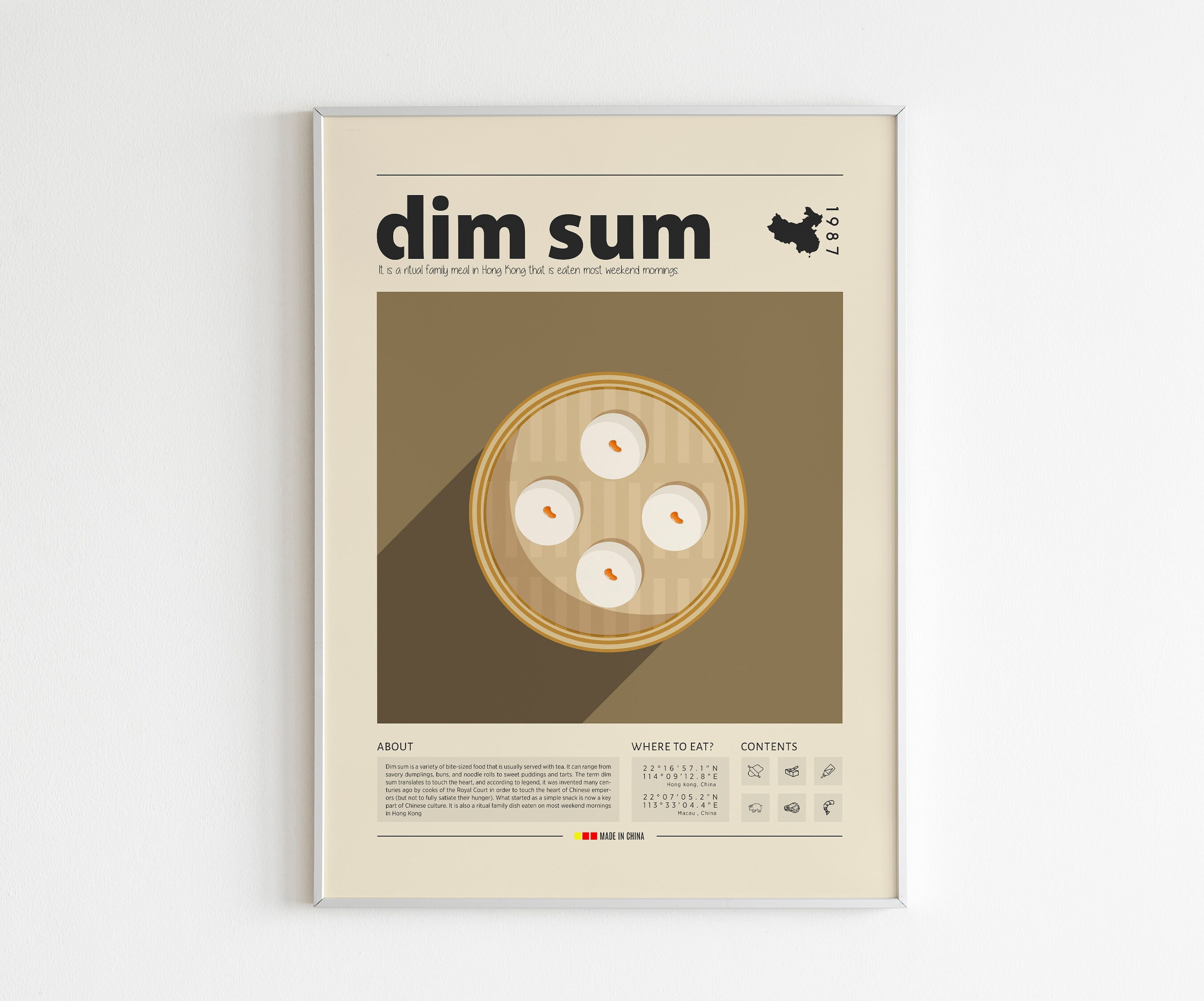 Dim Sum Food Poster Chinese Food Retro Poster Housewarming - Etsy