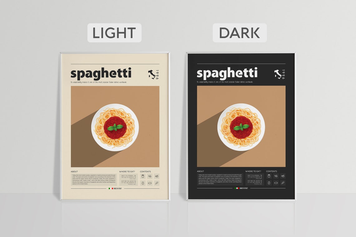 Spaghetti Poster Food Print Italian Food Retro Poster | Etsy